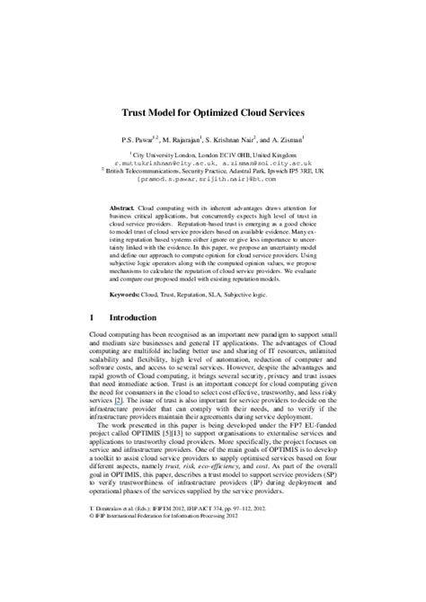 Pdf Trust Model For Optimized Cloud Services