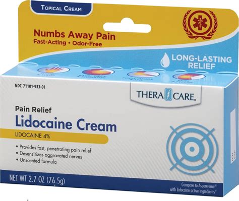 Thera Care Maximum Strength Lidocaine Cream Long Lasting Pain Relief