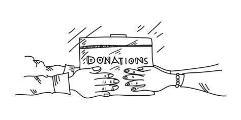 Donate Hand Drawn Concept Of Charity And Donation Hands Give And