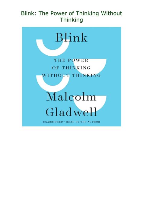 Pdf ️download ️ Blink The Power Of Thinking Without Thinking