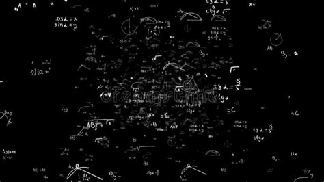 Math And Physics Formulae Pass Through The Screen And Fall Away