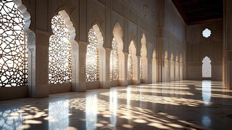 The Intricate Lattice Work Of The Mosque 3d Illustration Generative Ai Stock Illustration
