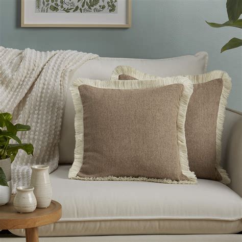 Sohome Linen Fringed Throw Pillow Covers 18x18 Decorative Couch Pillow