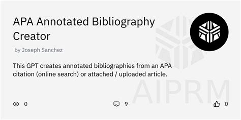 Gpt Apa Annotated Bibliography Creator By Joseph Sanchez Aiprm