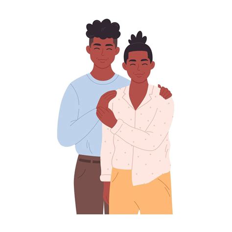 Black Gay Couple Hugging And Smiling Sweetheart Couple Together Lgbt