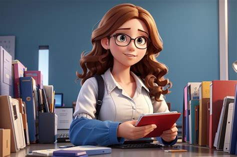 Premium Ai Image Young Woman Is Saving Files In A Folder 3d Character