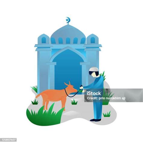 이드 알아드하 Qurban 축하 플랫 일러스트 방문 페이지 Ui 웹 사이트 모바일 앱 에디토리얼 포스터 전단지 기사 및 배너에