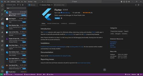 cara install extensions dan membuat project flutter di vs code
