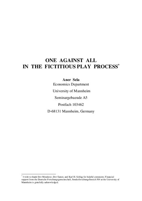 pdf one against all in the fictitious play process
