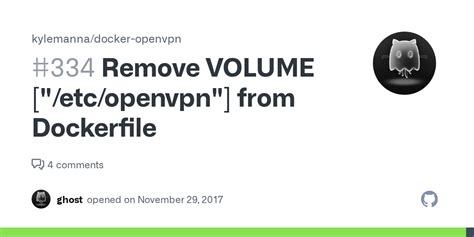 Remove Volume Etcopenvpn From Dockerfile · Issue 334 · Kylemanna