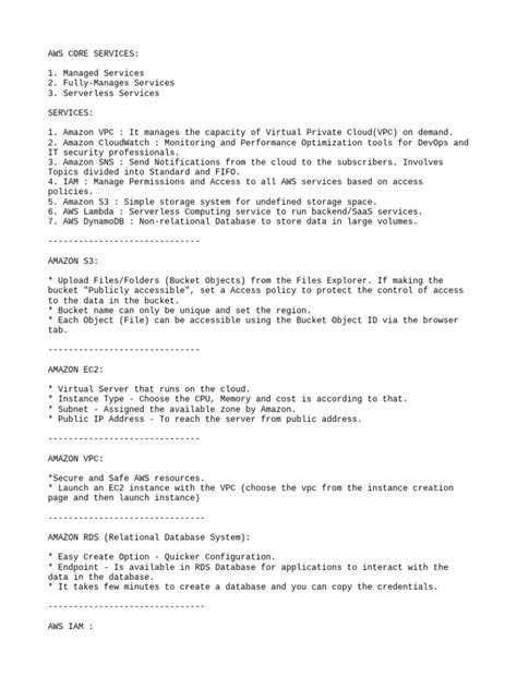 Aws Core Services Pdf