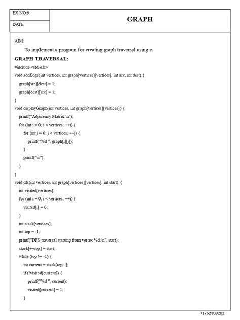Ex 09 Pdf Vertex Graph Theory Theoretical Computer Science
