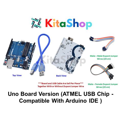 Uno Board Version With Usb Cable And Wire Jumpers Atmel Usb Chip