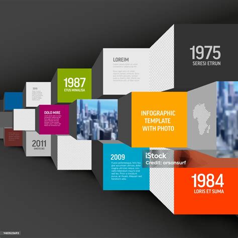 벡터 사각형 및 큐브 그림 사진 자리 표시자가 있는 인포그래픽 모자이크에 대한 스톡 벡터 아트 및 기타 이미지 모자이크 인포그래픽 3차원 형태 Istock