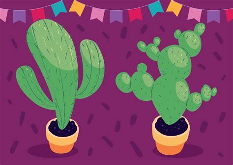 Cactus In Pots 11117717 Vector Art At Vecteezy