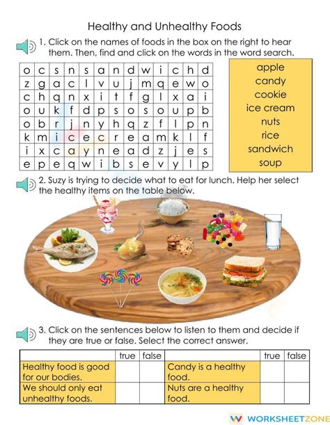 Healthy And Unhealthy Foods Worksheet Worksheets Library