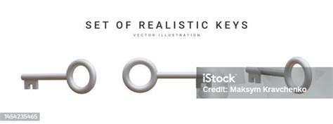 흰색 배경에 격리된 3d 현실적인 은색 키 세트 벡터 그림 3차원 형태에 대한 스톡 벡터 아트 및 기타 이미지 3차원 형태 아이콘 집 Istock