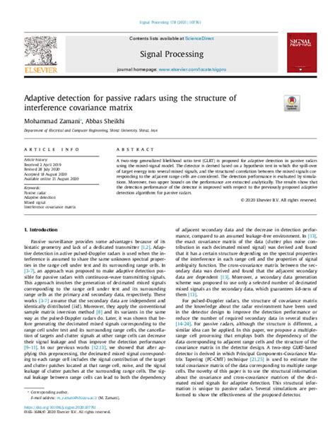 pdf adaptive detection for passive radars using the structure of