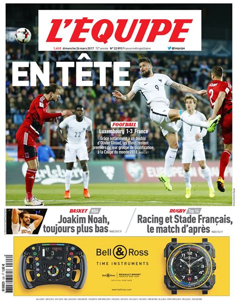 LÉquipe On Twitter La Une De Lequipe Ce Dimanche 26 Mars