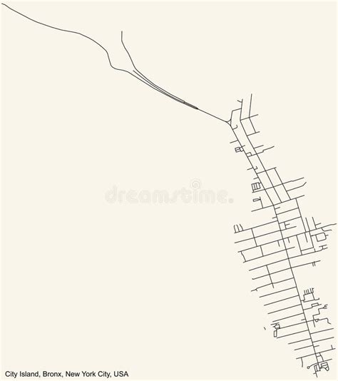 Street Roads Map Of The City Island Neighborhood Of The Bronx Borough