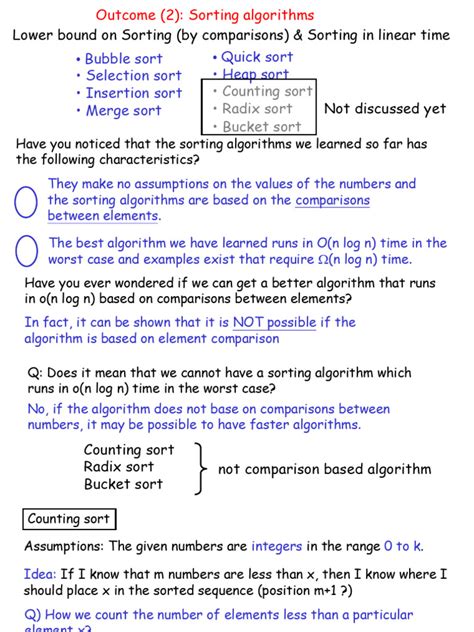 Y24 09 Sorting Linear Time Pdf Applied Mathematics Algorithms And Data Structures