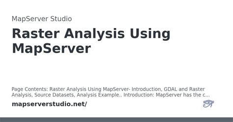 Raster Analysis Using MapServer MapServer Studio
