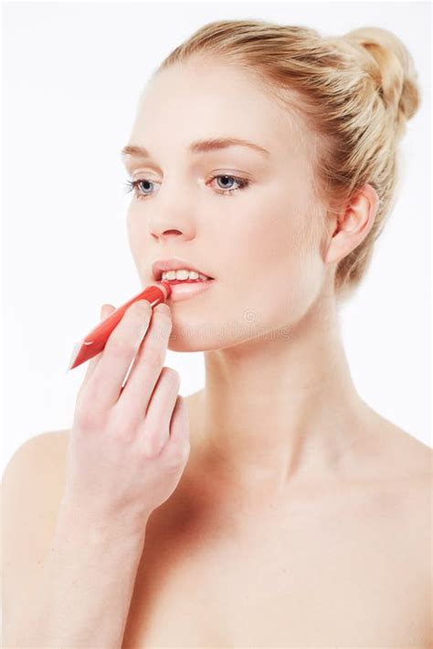 Every Woman Has Her Favourite Shadea Beautiful Woman Applying Red