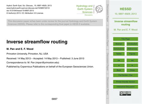 Pdf Inverse Streamflow Routing