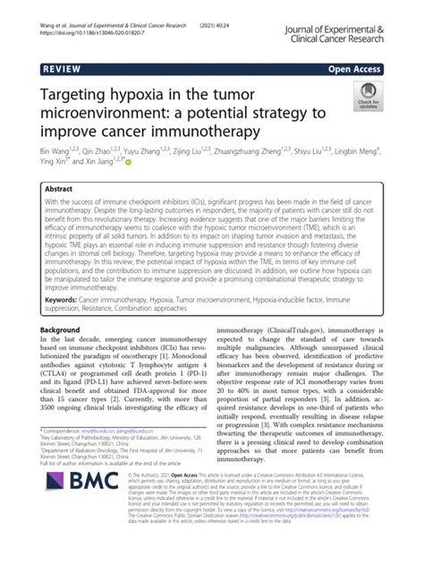 Targeting Hypoxia In The Tumor Microenvironment A Pdf Dendritic