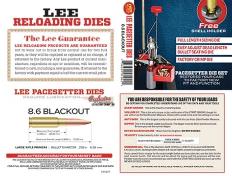 Lee Precision Inc 8 6 Blackout Charge Table