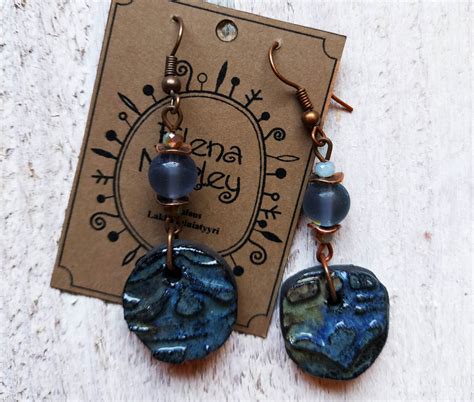 Keramik Ohrringe Royal Blauer Schmuck Blaue Keramik Etsy De