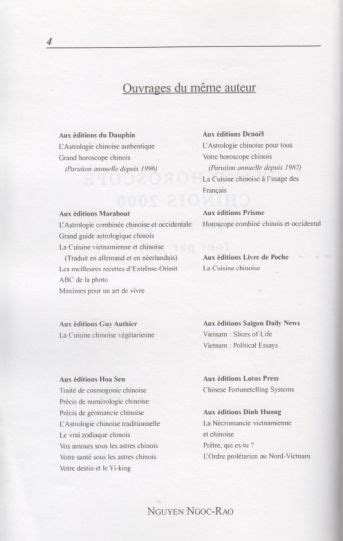 Grand Horoscope Chinois 2000 Éd Du Dauphin