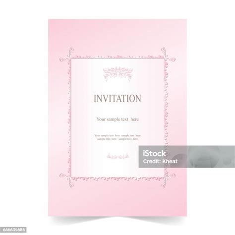 Carte Dinvitation Carte De Mariage Avec Le Fond Rose Ornemental