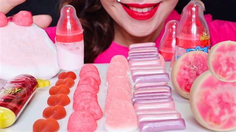 Asmr Pink Desserts Mukbang 핑크 디저트 먹방 Eating Sounds Youtube