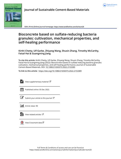 Pdf Bioconcrete Based On Sulfate Reducing Bacteria Granules