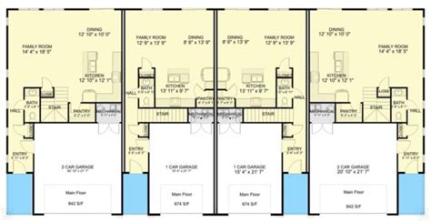 Two Story Craftsman Style Quadplex With 3 Bed Units And Loft Floor Plan