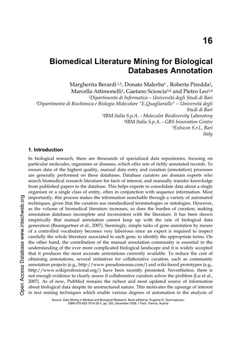Pdf Biomedical Literature Mining For Biological Databases Annotation