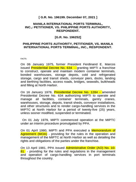 Manila Ports Vs Ppa Case Digest Pdf Due Process Substantive Due Process Manila Ports Vs Ppa Case Digest Pdf Due Process Substantive Due Process