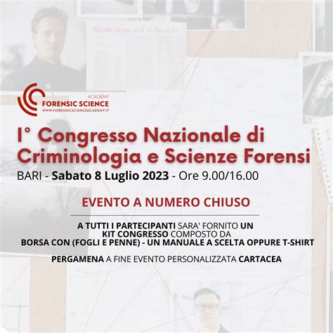 Bari 8 07 1 Congresso Nazionale Criminologia E Scienze Forensi
