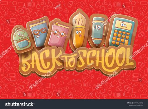 Back School Vector Characters Horizntal Background Stock Vector