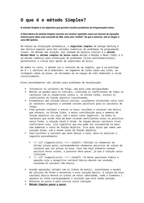 Docx O Que O M Todo Simplex Dokumen Tips