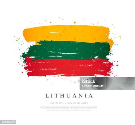 리투아니아의 국기입니다 흰색 배경에 벡터 그림입니다 브러시 스트로크 0명에 대한 스톡 벡터 아트 및 기타 이미지 0명 경례