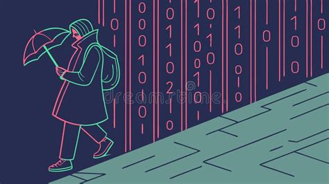 Person In Binary Code Rain Digital Tech Concept Vector Design
