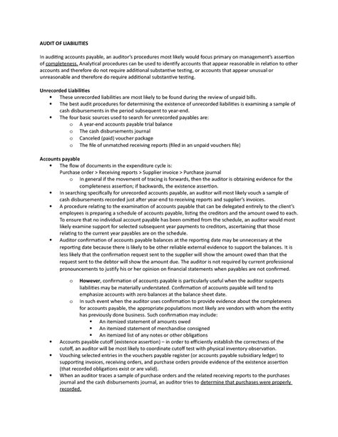 424270893 Ap 07 Substantive Audit Tests Of Liabilities Audit Of