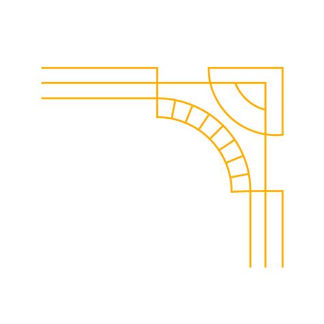 Corner Art Deco Outline Stroke Ornament In Golden Color For Classy And