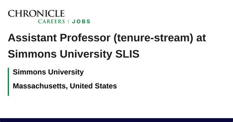 Assistant Professor Tenure Stream At Simmons University Slis Job With Simmons University