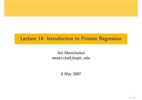 Ppt Lecture 14 Introduction To Poisson Regression Ani Manichaikul