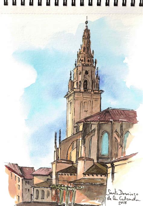 Santo Domingo De La Calzada Architecture Sketch Urban Sketching