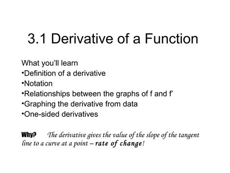 3 1 Derivative Of A Function Ppt