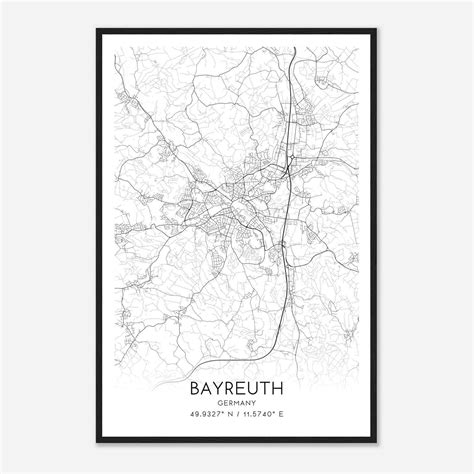 Bayreuth Germany Map Poster Modern Home Decor Wall Art Print Custom